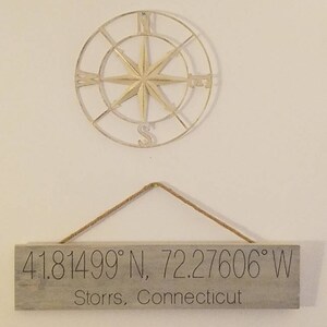 GPS Coordinates Sign, Home Sign, Rustic Sign, Shelf Sitter, Realtor ...