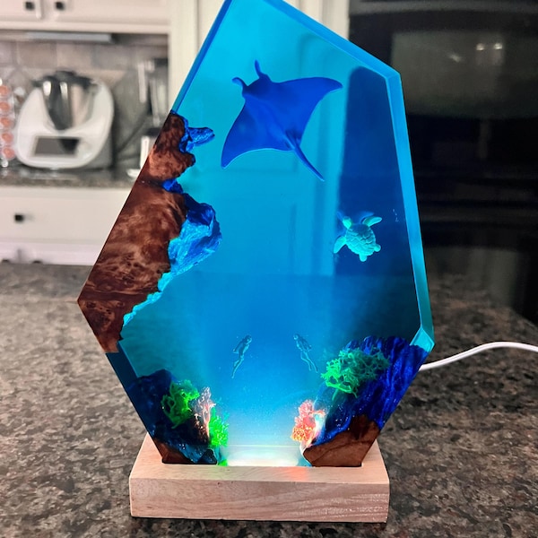 Customized Ocean Shark Resin Night Lamp, Personalized Home Decor Table ...