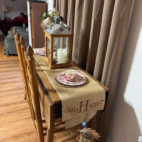 Monogram Letter Runner, Scroll Accent Runner,natural Burlap Table ...
