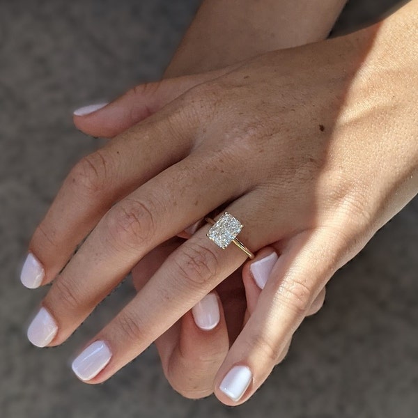 Elongated Cushion Cut Engagement Rings Moissanite Cushion Cut Rings ...