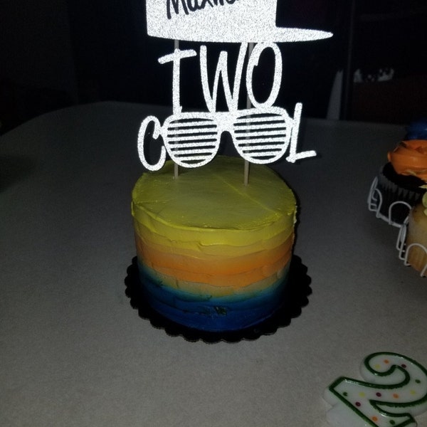 Two Cool Cake Topper, Two Cool Birthday Decor, Two Cool, Two Cool Party ...