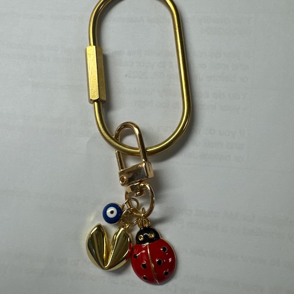 Lucky Charm Keychain - CUSTOM/PERSONALIZED, Bag Charm, Gold, Luck, Bag ...