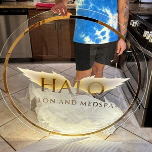 Custom RGB Acrylic Sign Led Round Acrylic Sign for Nail Salon Logo ...