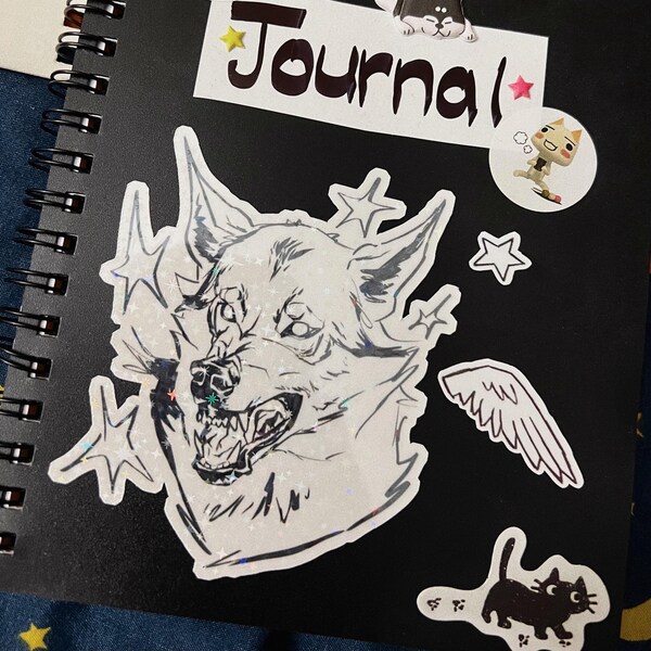 Angry Emo Cat Sticker Holographic Cat Sticker, Waterproof, Cute Cat ...