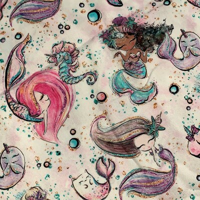Mermaid Fabric, Mermaid Prints, Scales Fabric, Cotton Fabric, Knit by ...