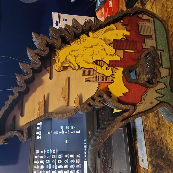 Godzilla SVG, Laser Cut Files - 8 Layer Art Piece for Glowforge - Multi ...