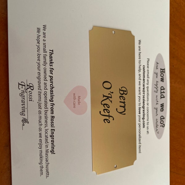 Engraved Solid Brass Plate Picture Frame Art Label Name Tag 4" X 1-1/2 ...
