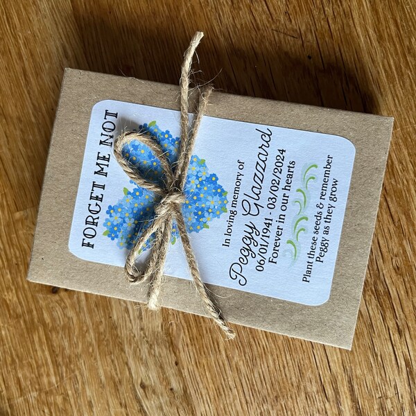 Personalised Funeral Forget Me Not Flower Seed Packets Envelopes With ...