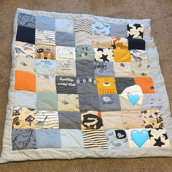Bespoke Memory Blanket – Handmade Patchwork Quilt From Baby Clothes ...