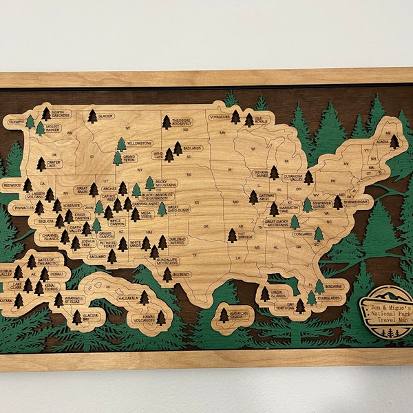 US National Parks Travel Map, Gift for Hikers, Personalized Map, Gift ...