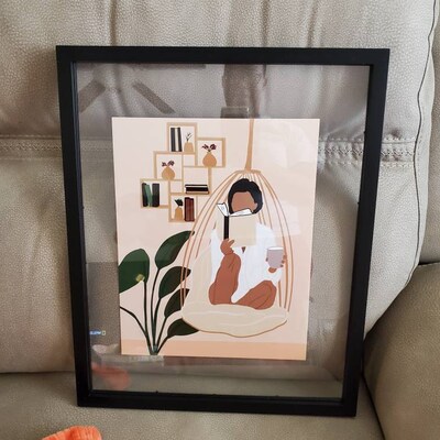 Afro Woman Reading Book Poster Print , Book Lover Art, Black Woman Art ...