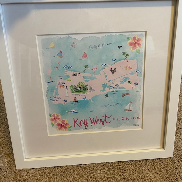 Key West Art, Key West Map, Key West Painting, Key West Decor, Key West ...