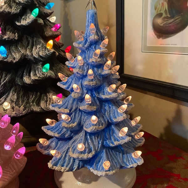 Ceramic Christmas Tree Small Blue - Etsy