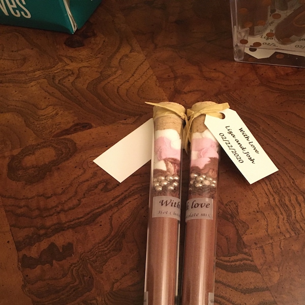 Hot Chocolate Wedding Favour in Tube, Personalised, Hot Chocolate With ...