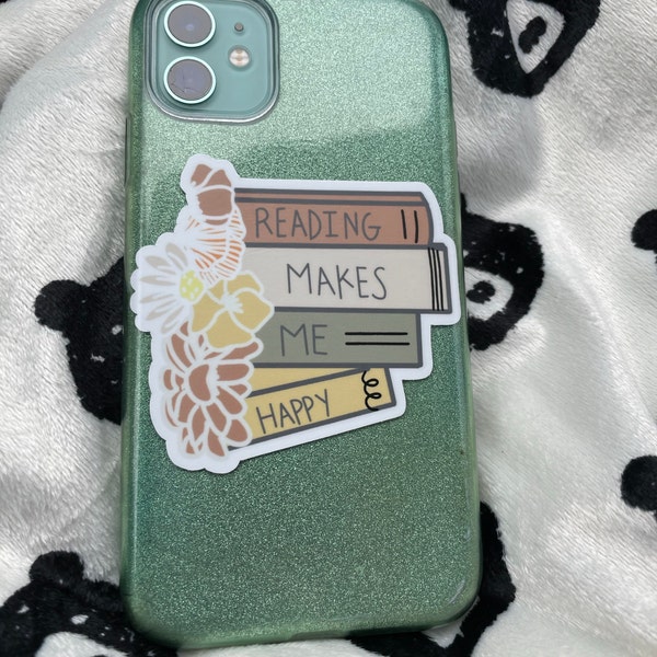 Reading Makes Me Happy, Book Sticker, Sticker for Book Club, Reading ...