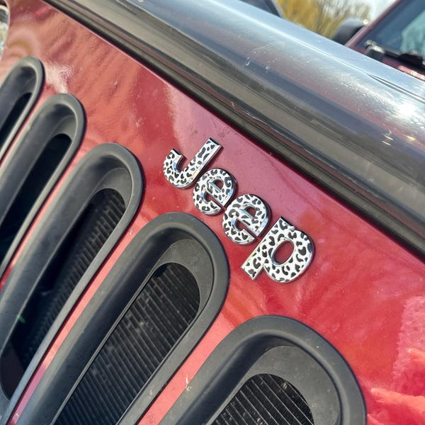 Jeep Emblem Overlay Decals - Black & White Leopard Print - Etsy