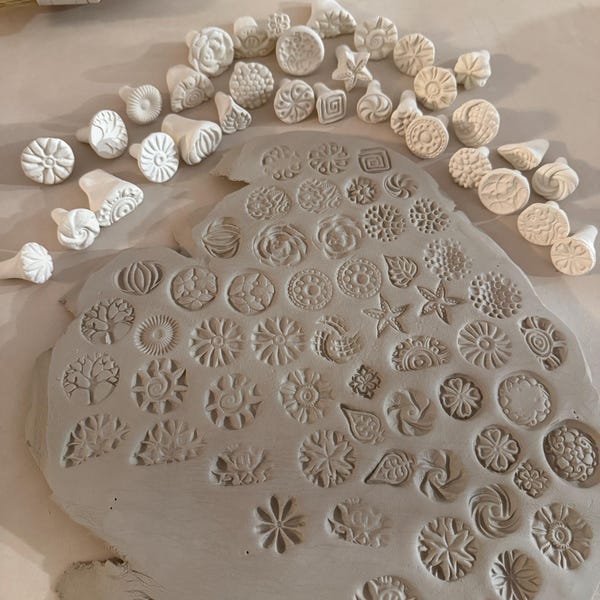 30 Ceramic BISQUE Texture STAMPS for CLAY, Pmc, Fimo, and More! - Many ...