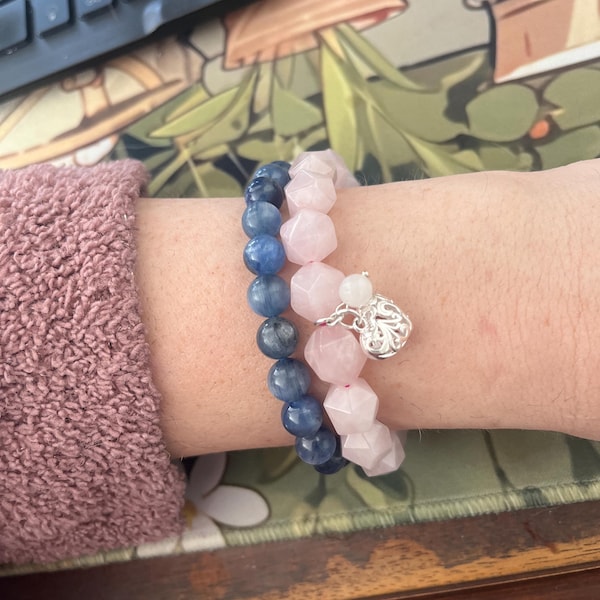 Natural Fluorite Crystal Gemstone Bracelet - Stretch Bracelet, Large ...