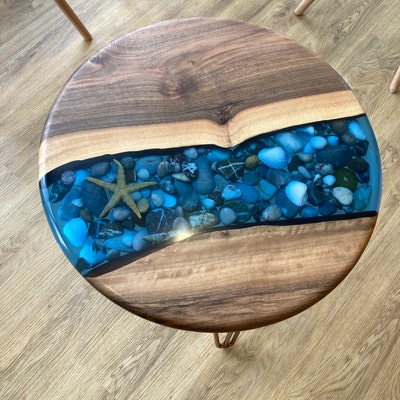 Pebble Decor Table River Table Epoxy Coffee Table Rustic - Etsy