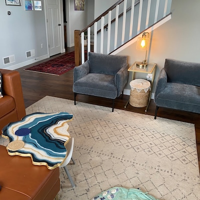 Navy Blue Coffee Table, Epoxy Resin Coffee Table, Unique Coffee Table ...