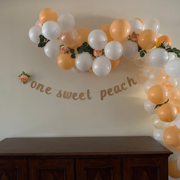 ONE Sweet Peach Banner, One Sweet Peach Party Decorations, Peach Themed ...