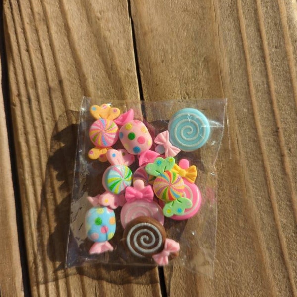 10 Assorted Candy Cabochons/ Candy Resin Flatback/ Candy Embellishment ...