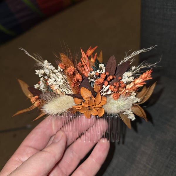 Autumn Dried Flower Wedding, Autumn Hair Comb, Dried Flower Hair ...