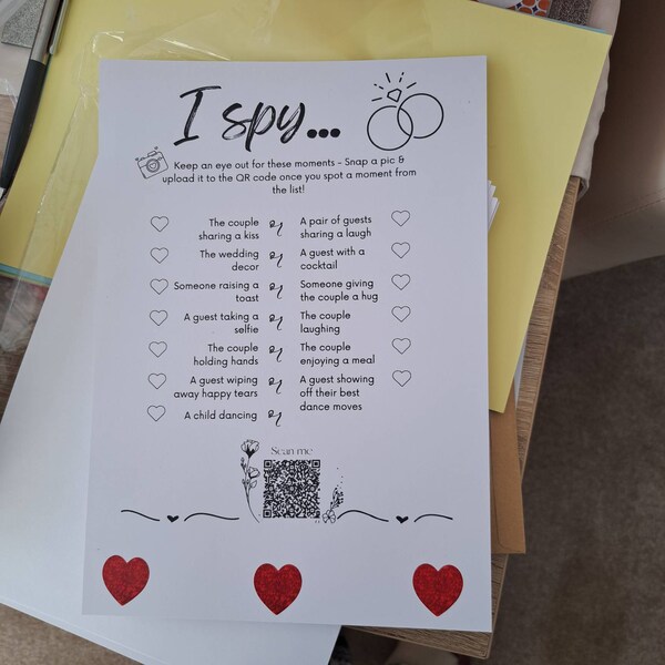 I Spy Wedding Game Printable Digital Download QR Code Fun Wedding Game ...