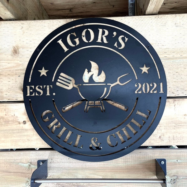 Metal Grill Sign, Grill Sign, Barbecue Sign, Bar & Grill Sign, Man Cave ...