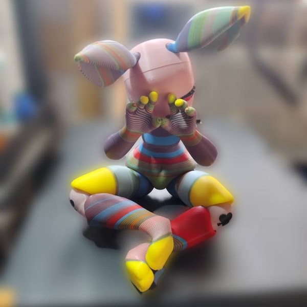 3D Printed PLA Plastic 30cm BJD, Furry Bunny Ball Jointed Doll, Pre ...