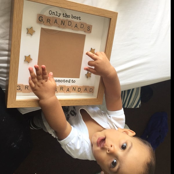 Promoted to Grandad Scrabble Art Frame – Grandad Gift, Pregnancy ...