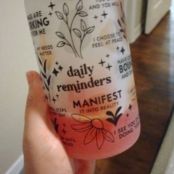 Daily Reminders Glass Tumbler Affirmations Glass Cup 16oz Daily ...