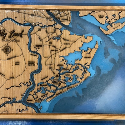 Digital File DXF, AI, SVG Custom Map Wood Bathymetric Map , Custom Wood ...