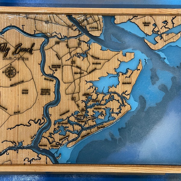 Digital File Dxf Ai Svg Custom Map Wood Bathymetric Map Custom Wood Lake River Map Laser