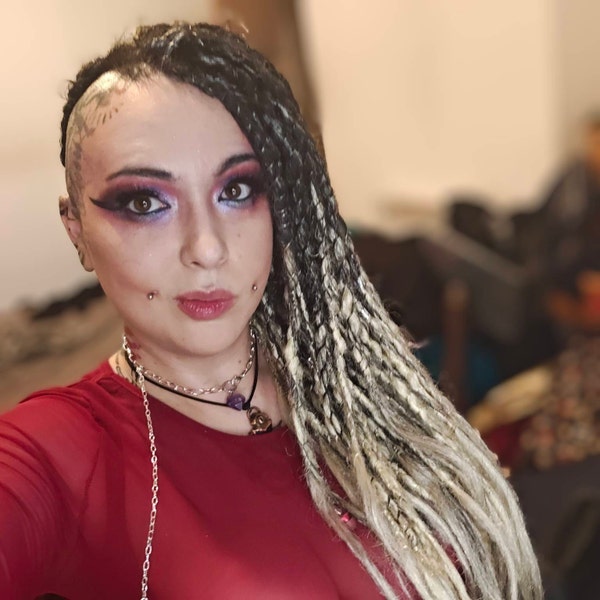 Full Set Dreads Extension Braids / Brown Blone Gray Mix / Decorated ...