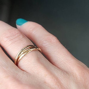 Thin Interlocking Set of 3 Rings in Gold, Rose Gold or Silver ...
