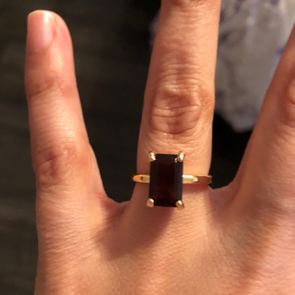 Gold Garnet Rectangle Ring · 14k Solid Gold Garnet Ring · January ...