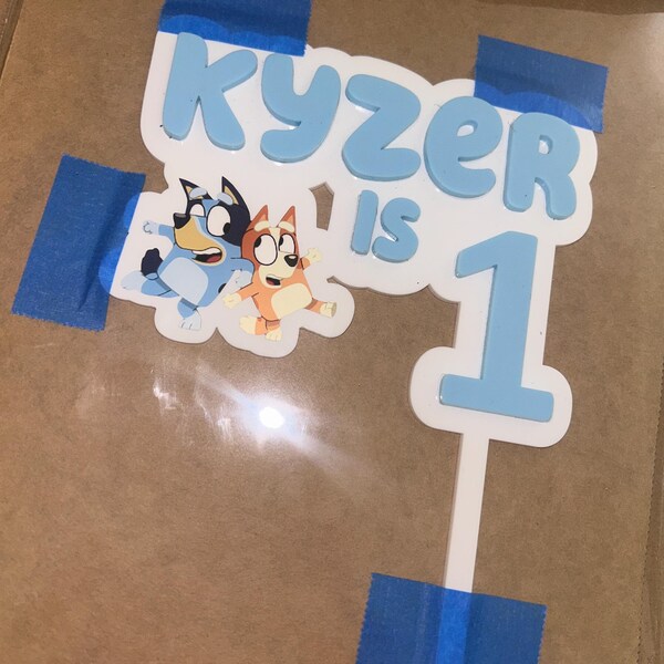 Bluey Theme Cake Topper I Personalised Birthday Cake Topper I Bluey ...