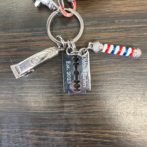 Barber Shop Pole Key Chain With Barber Chair - Etsy