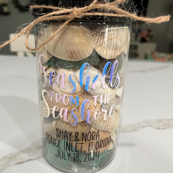 Plastic Seashell Jar- Seashells From the Seashore- Vacation Keepsake ...