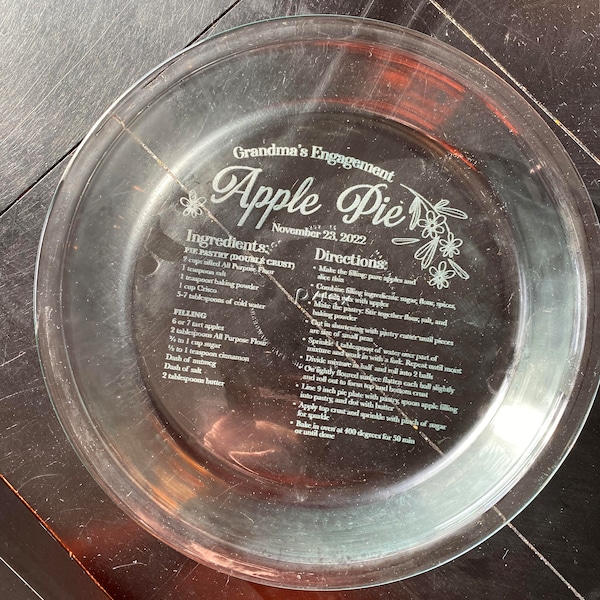Made With Love From your Name's Kitchen. Laser Engraved/etched Pie ...