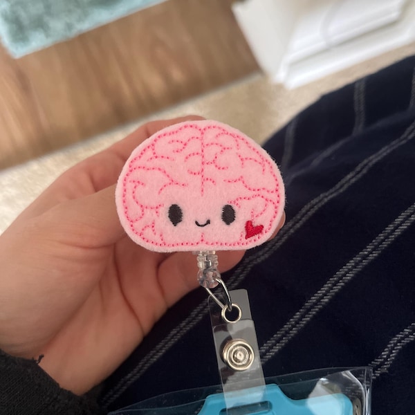 Brain Badge Reel - Brain - Feltie Badge Reel - Cute Badge Clip ...