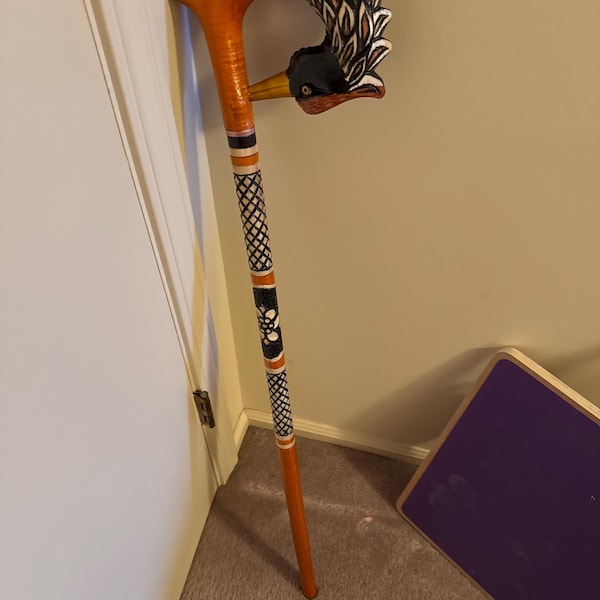 Phoenix Cane Walking Stick Wooden Carved Hand Head Walking Cane Old ...