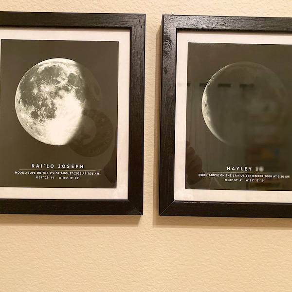 Personalised Gift, Custom Moon Print BLACK, Personalized Moon Phase ...