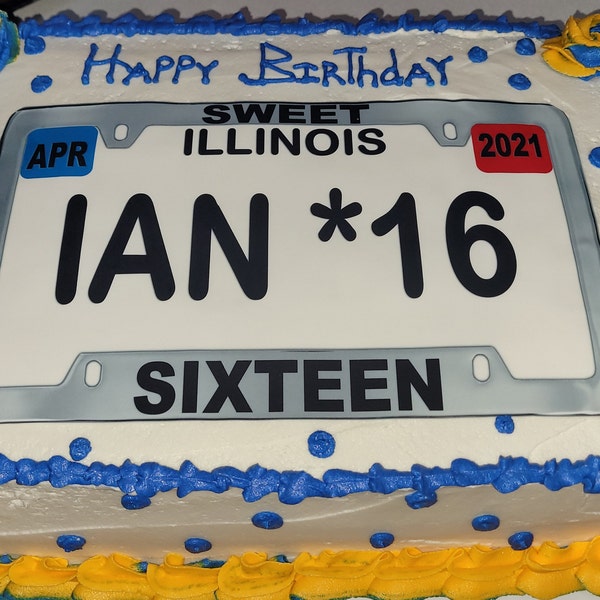License Plate Edible Cake Topper - Etsy