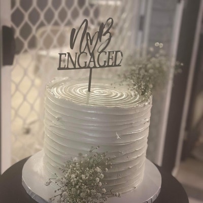 Custom Engaged Cake Toppers for Engagements Modern Wedding Cake Topper ...