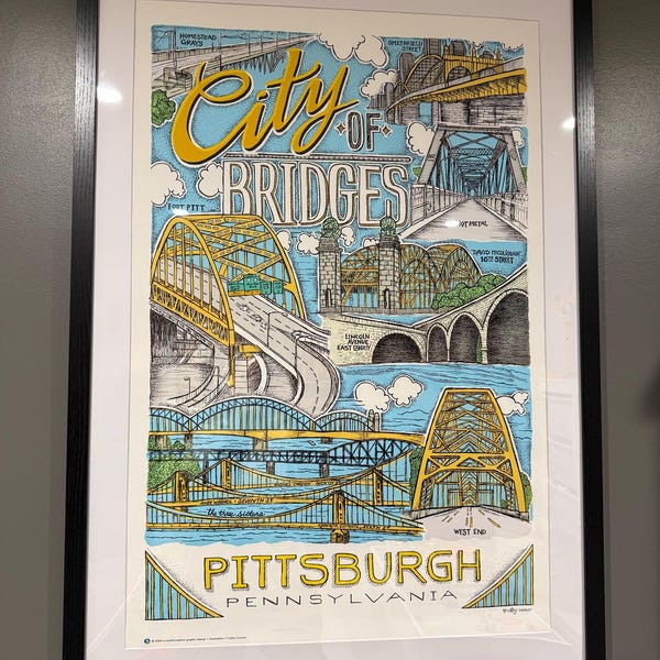 Pittsburgh Bridges Art Print: Steel City Wall Decor - Etsy
