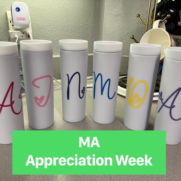 Decal | CUTE Single Initial Decal | Initial With Heart Loop Accent ...