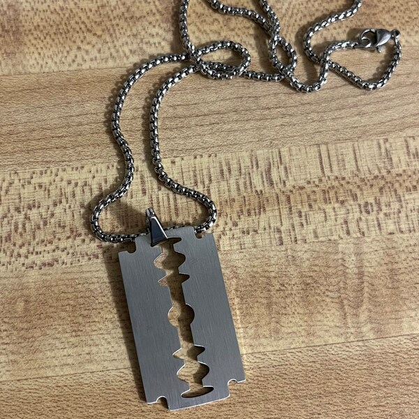 Stainless Steel Razor Blade Pendant, Hypo Allergenic Jewelry, Razor ...