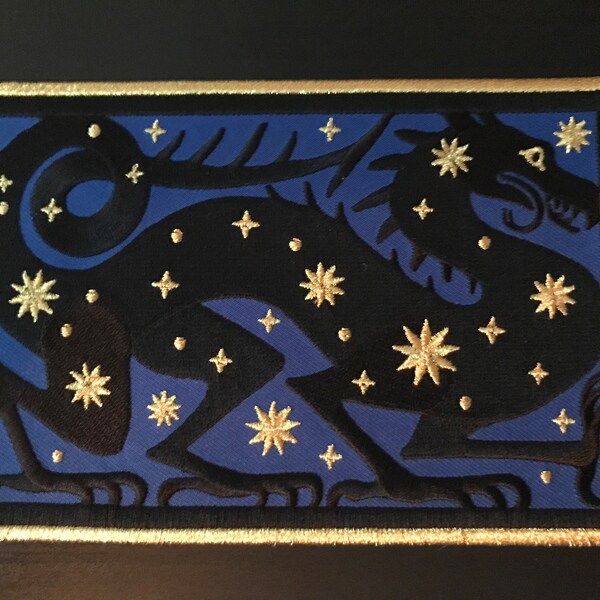 Embroidered Patch: Dragon & Stars - Etsy